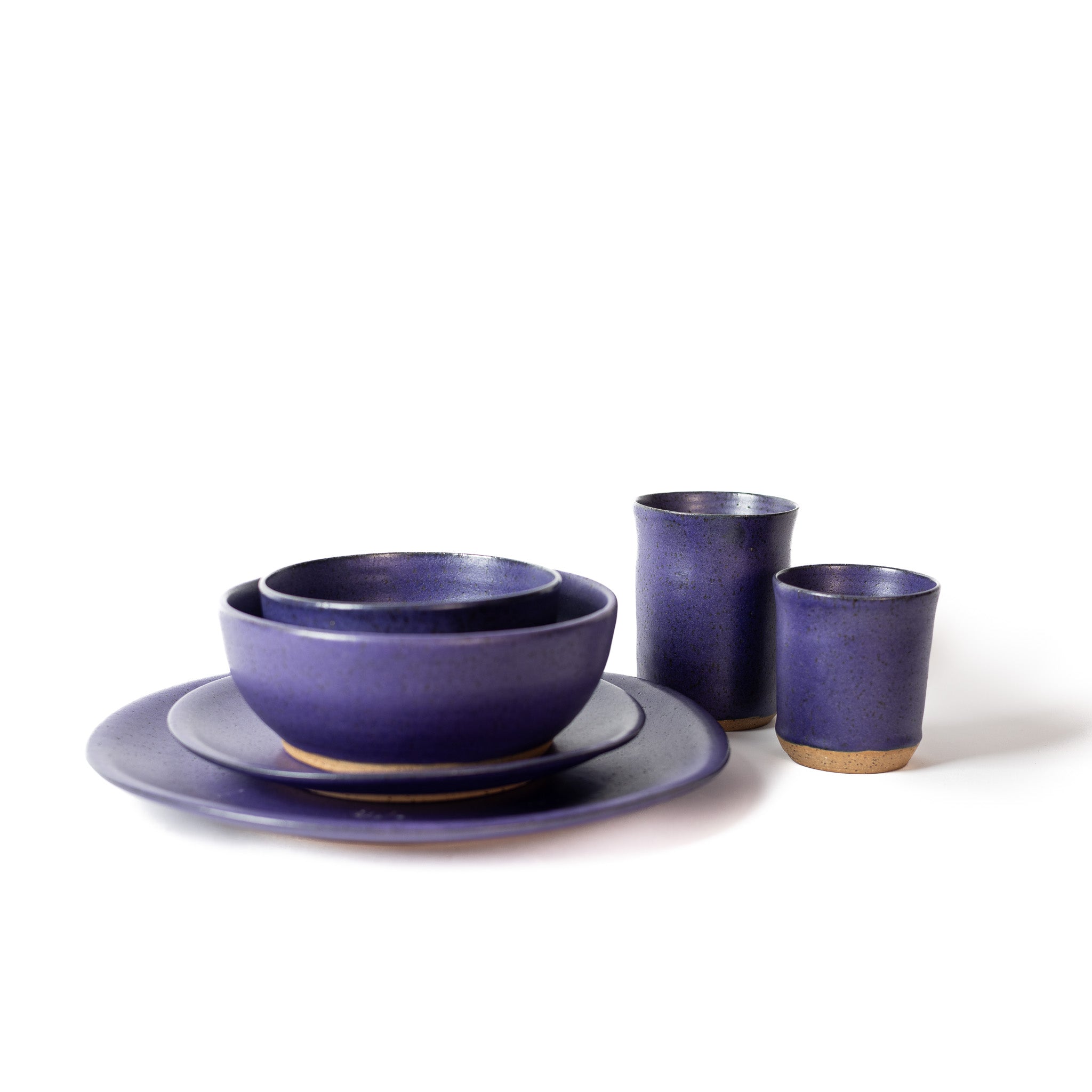 Six Piece Dinnerware Set for Four - Purple – Sarah Sunshine Pottery