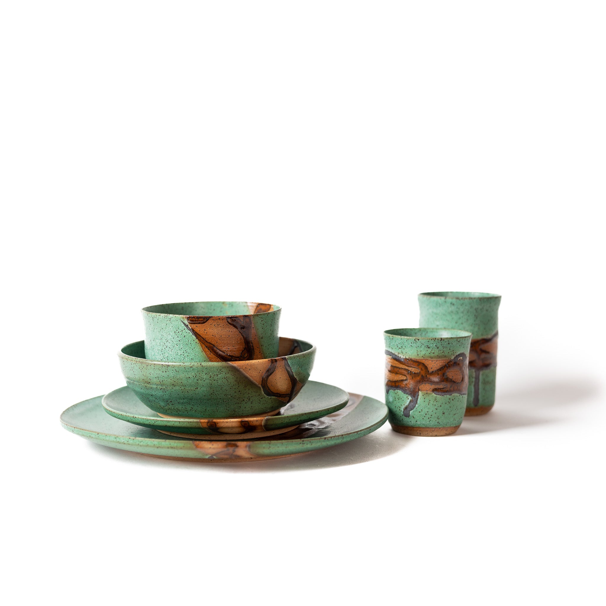 Six Piece Dinnerware Set for Four - Spruce Knob – Sarah Sunshine Pottery